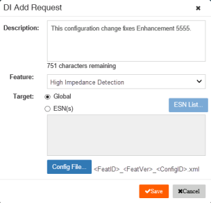 (DI Itron Administrators only) Creating a Configuration Change Request ...