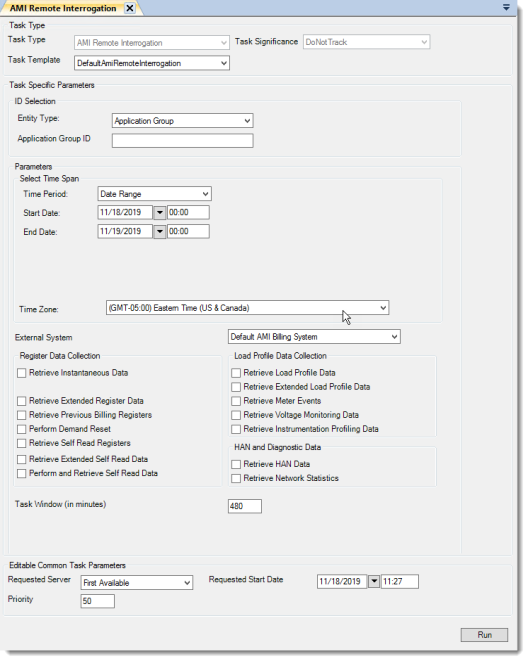 AMI remote interrogation template settings