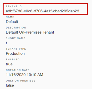 Viewing properties for an existing on-premises tenant