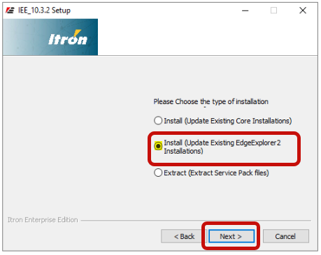Installing the Edge Explorer 2 Service Pack installer